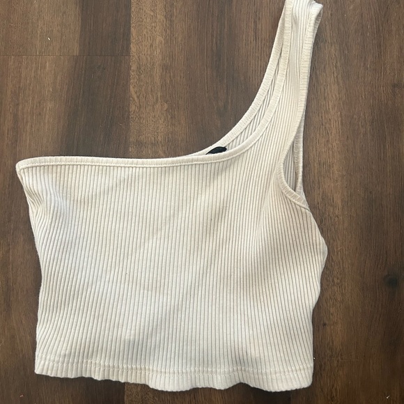 SHEIN | Tops | One Strap White Ribbed Crop Top | Poshmark